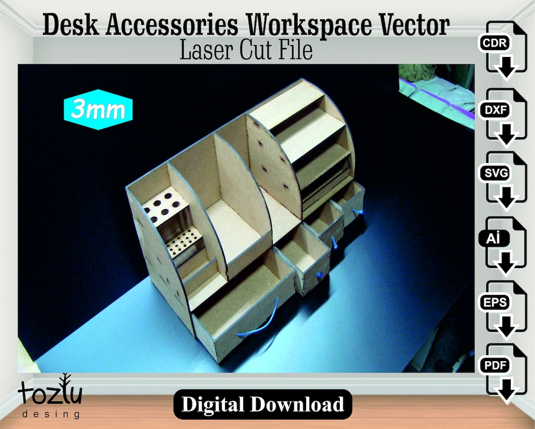 Laser Cut Desk Accessories Workspace Vector File Cdr Dxf Svg - Etsy