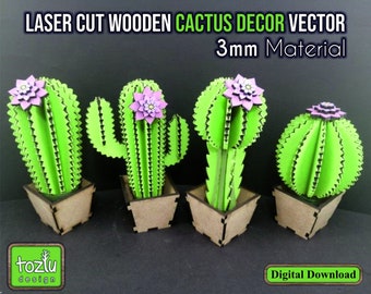 Laser Cut Model Cactus Cdr Dxf Svg Pdf File - Etsy
