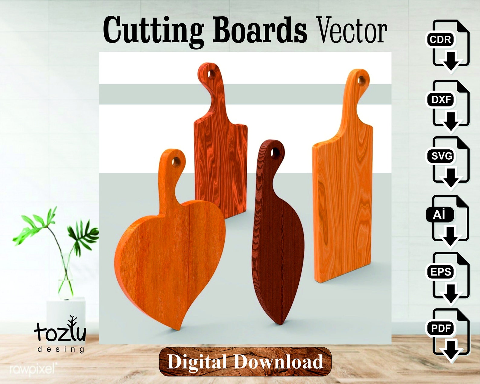 Wooden Chopping Board Laser Cut Vector File Dxf Cdr Svg - Etsy