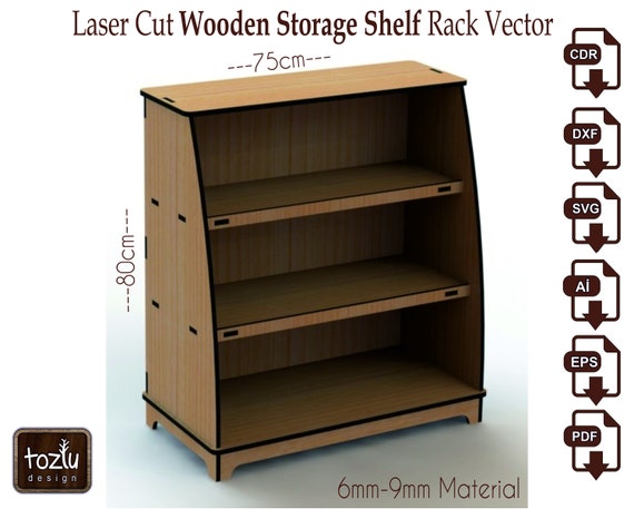 Laser Cut Wooden Storage Shelf Rack Vector Svg Dxf Cdr Ai - Etsy