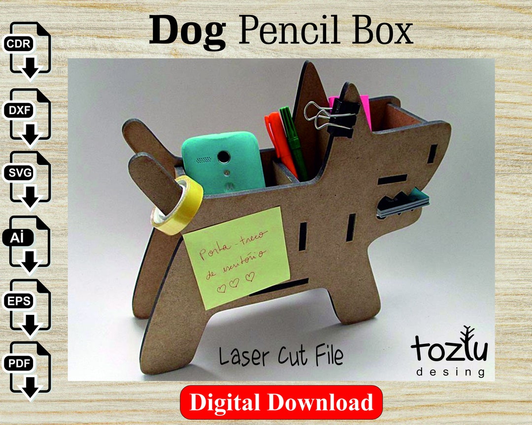Dog Pencil Box Laser Cut Vector - Etsy