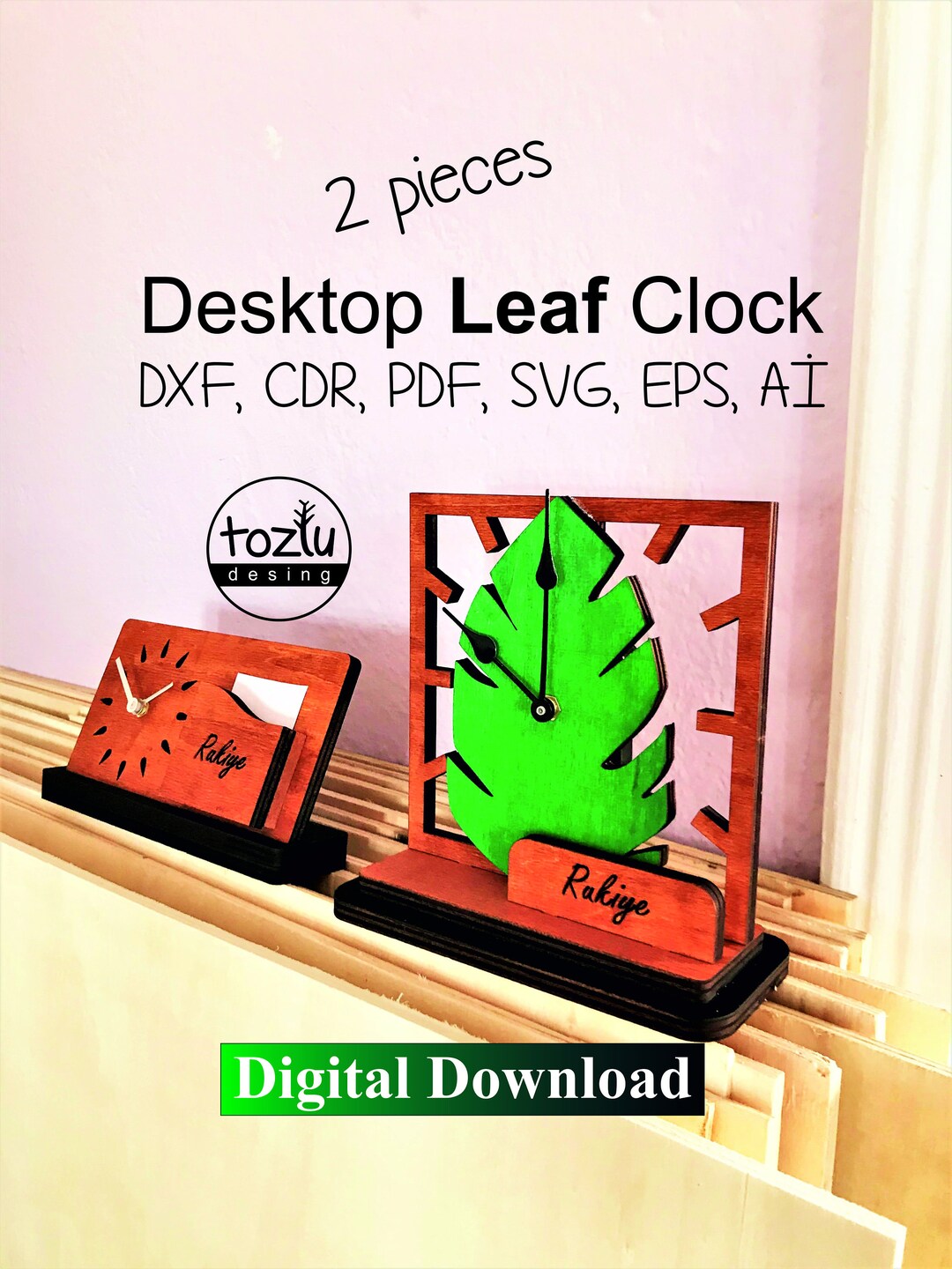 Leaf Pattern Desktop Clock Vector File Dxf Cdr Eps Ai Pdf - Etsy