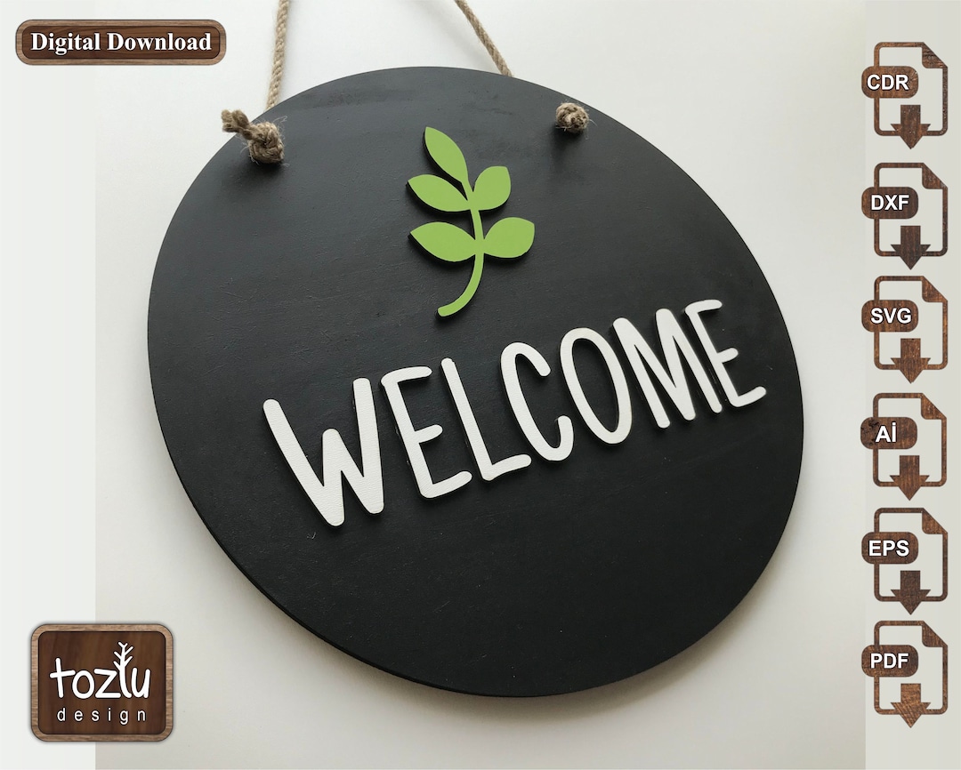 Laser Cut Wooden Home Welcome Leaf, Home Sweet Home Glowforge Svg Dxf Pdf Ai Cdr Vector File ...