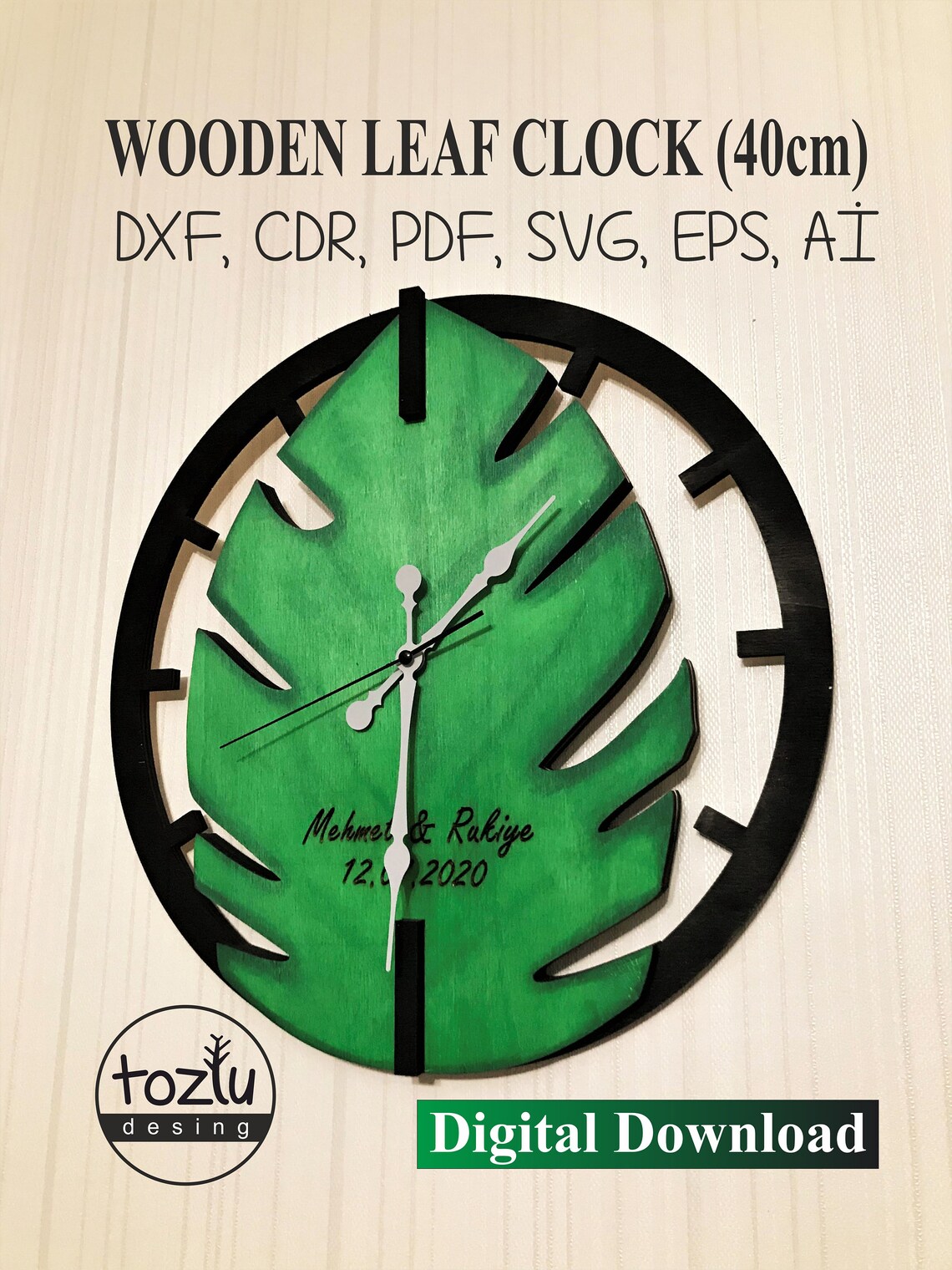 Wooden Leaf Clock Vector - Etsy