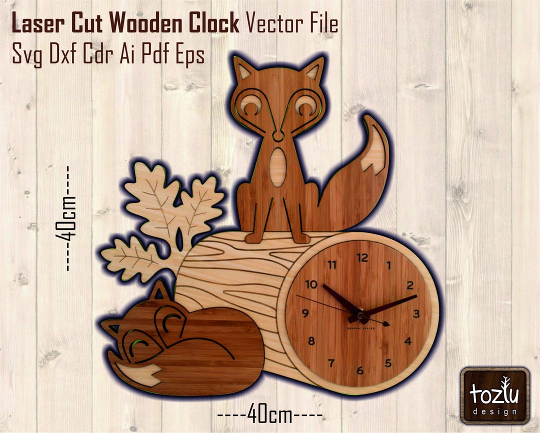 Fox Wooden Clock Vector File, Laser Cut Design (digital Download) - Etsy
