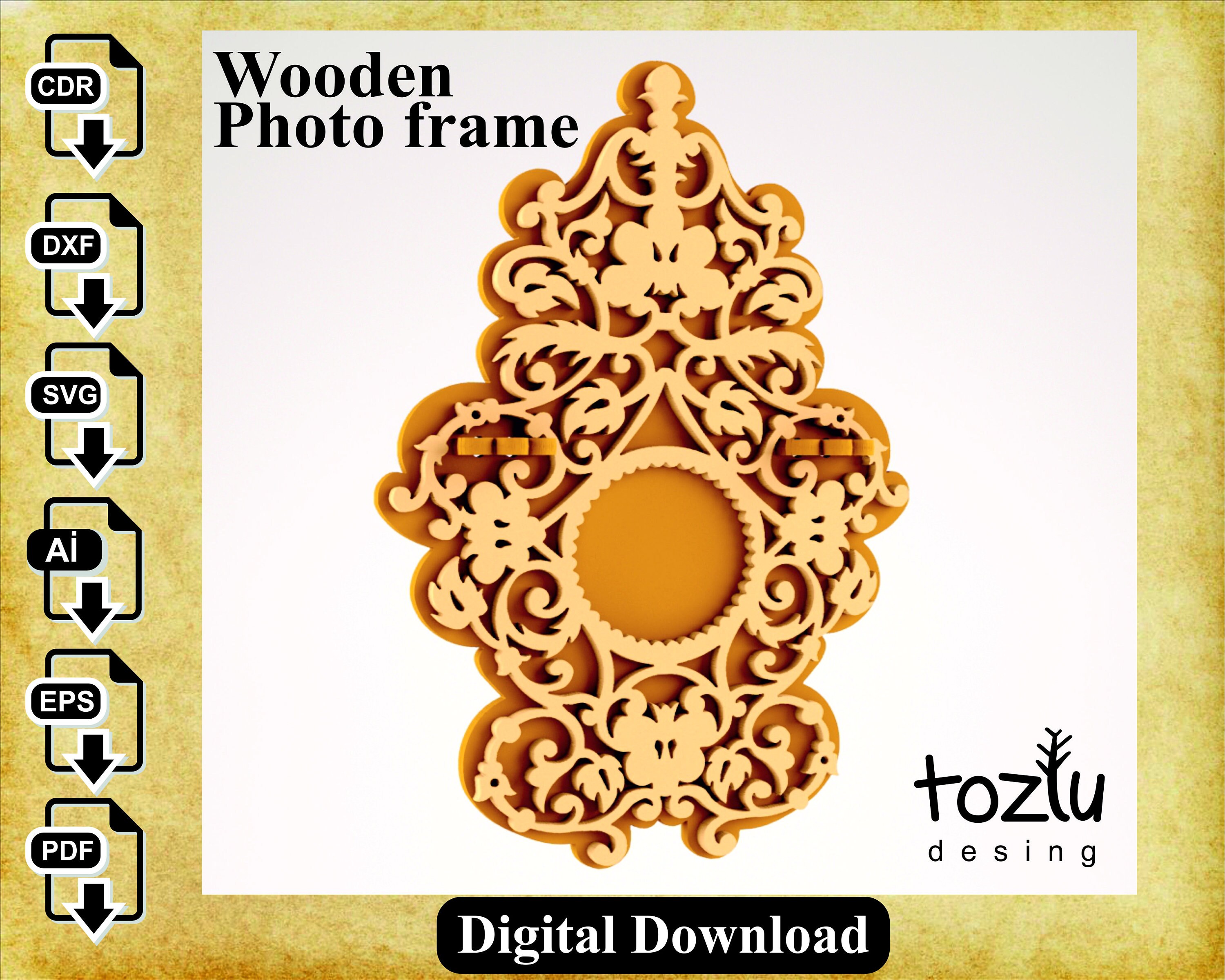 Wooden Photo Frame Vector Svg Cdr Ai Eps Svg - Etsy