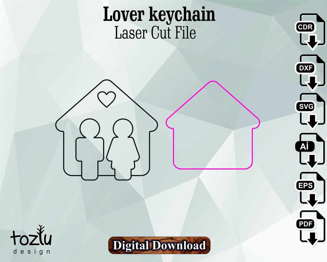 Laser Cut Wooden Key Chain Vector File Svg Dxf Cdr - Etsy