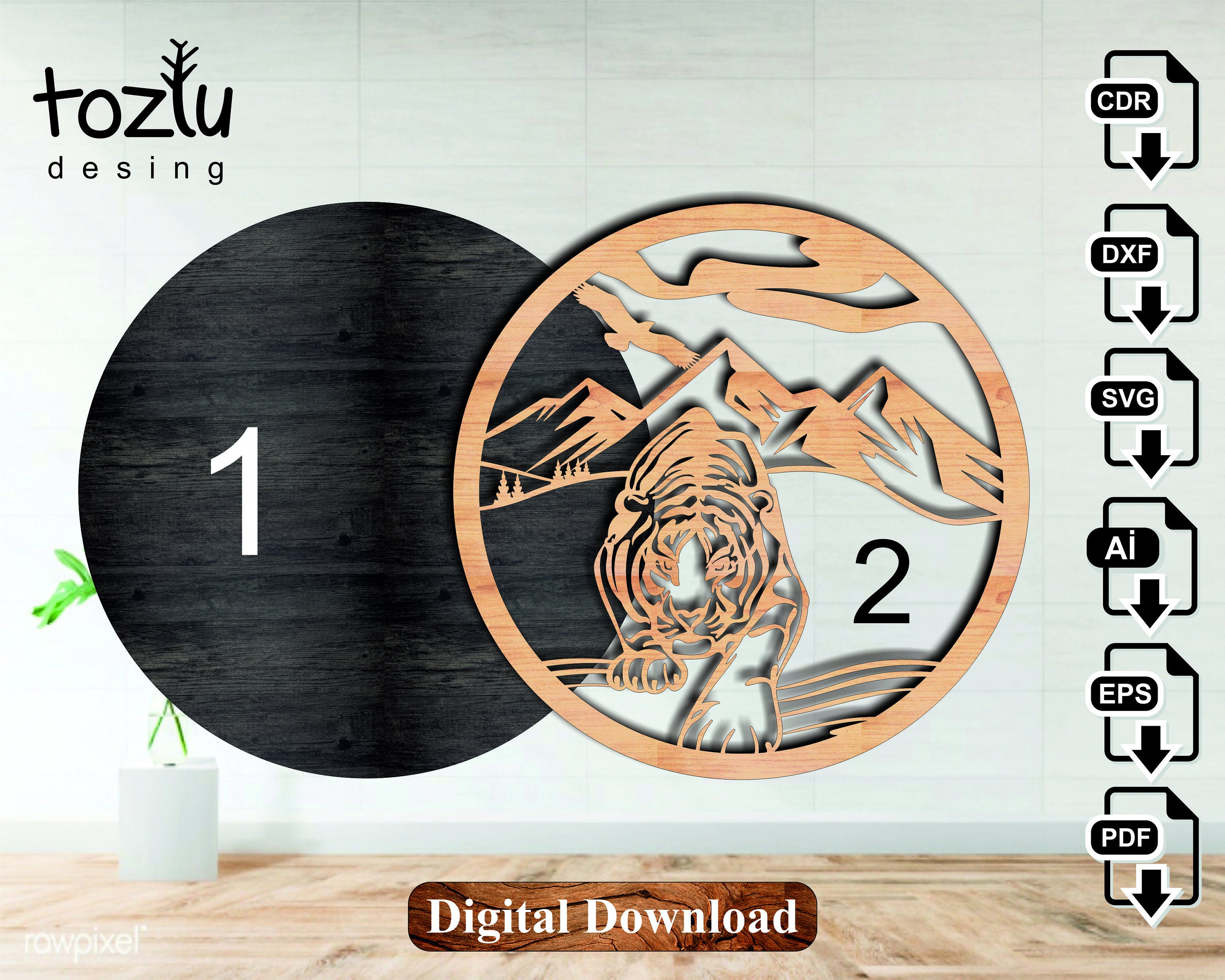 Tiger Wall Decor Laser Cut Vector File Svg Cdr Dxf - Etsy