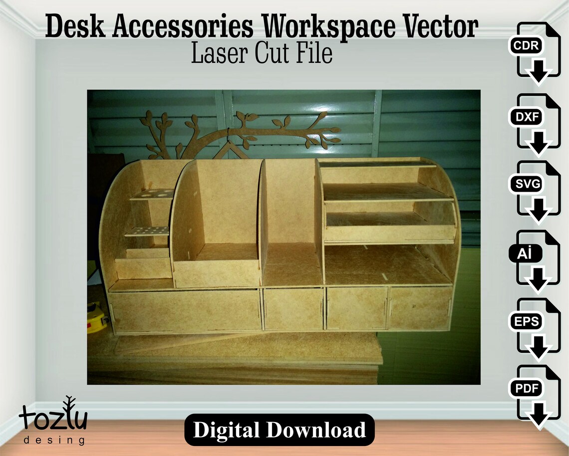 Laser Cut Desk Accessories Workspace Vector File Cdr Dxf Svg - Etsy