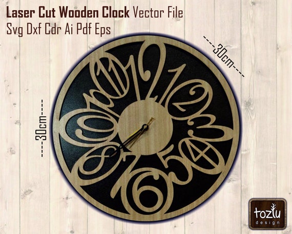 Laser Cut Modern Wooden Wall Clock Glowforge Clock Cricut - Etsy
