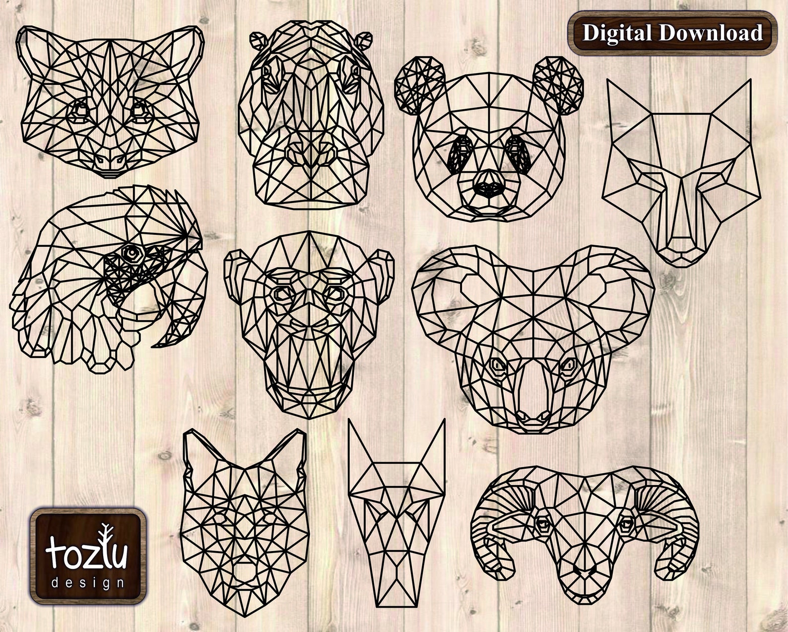 34 Pcs Geometric Animal Svg Animals Svg Geometric Coasters - Etsy Canada