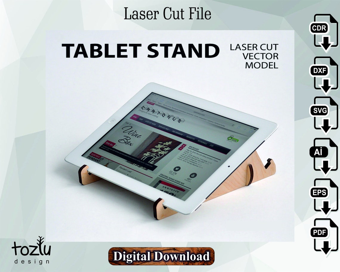 Laser Cut Svg Wooden Tablet Stand Vector File Dxf Cdr Svg | Etsy