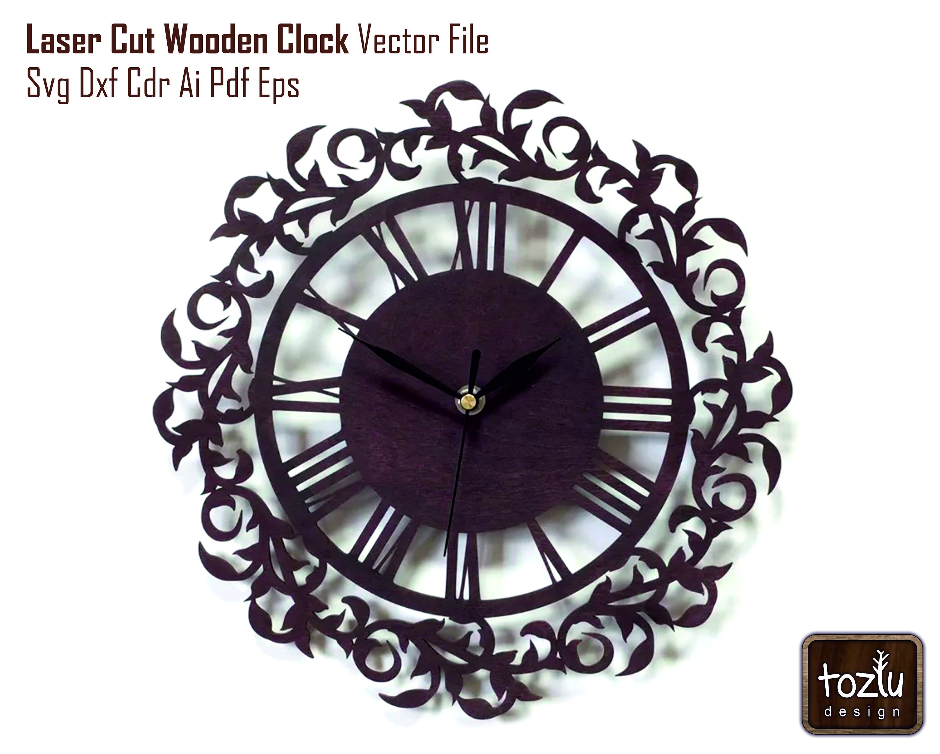 Floral Laser Cut Wooden Clock Vector File (digital Download) - Etsy