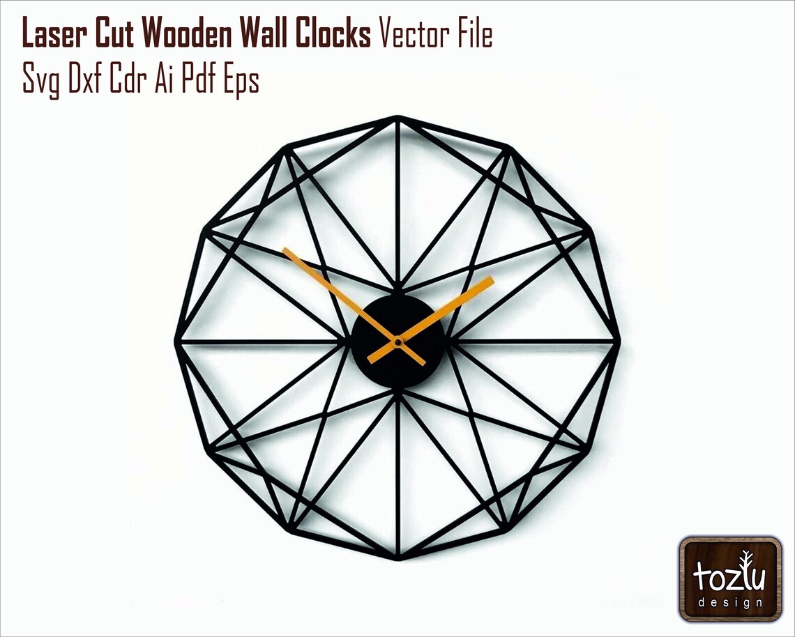 Laser Cut Wooden Geometric Wall Clock, Glowforge Clock, Cricut Clock ...
