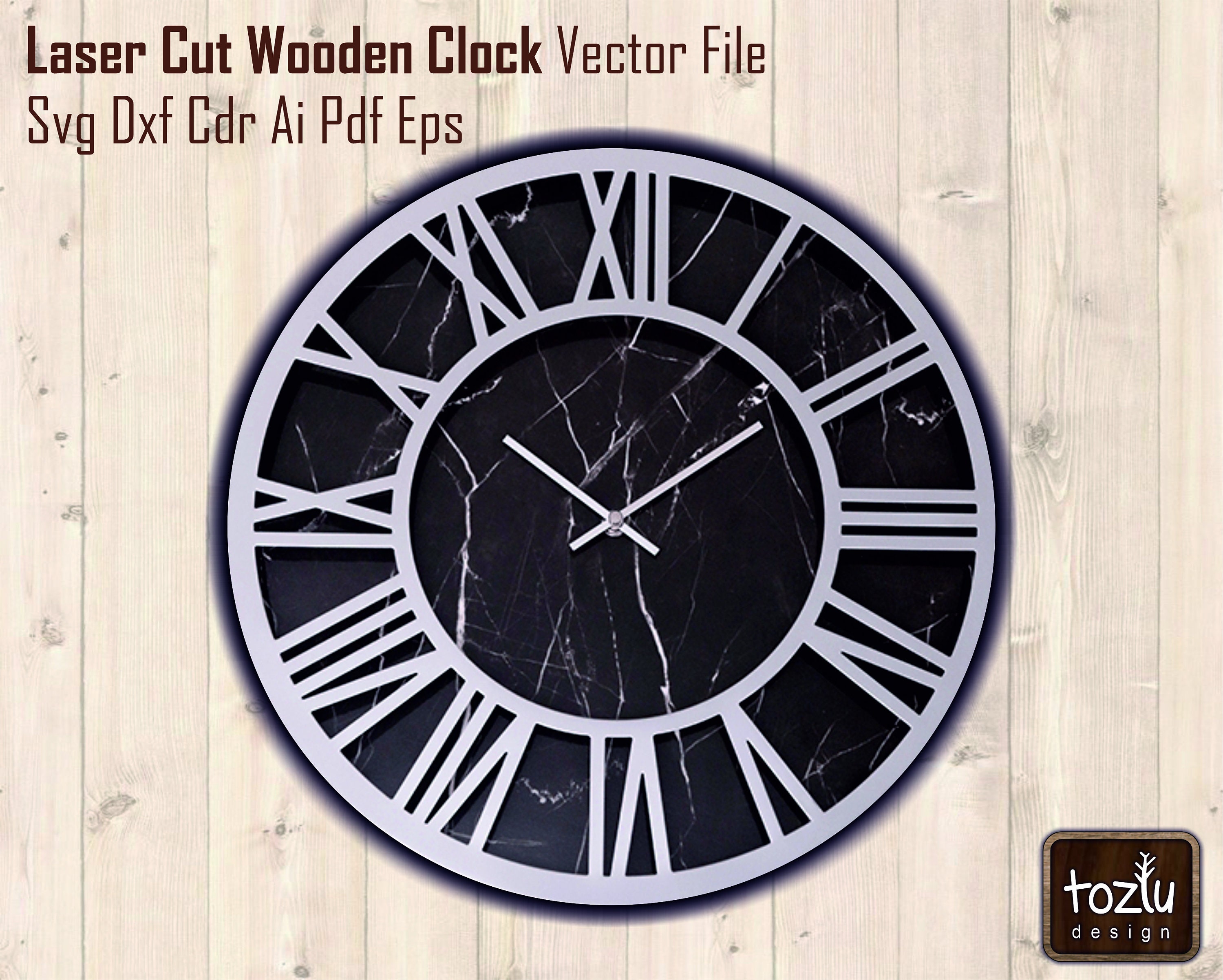 Laser Cut Wooden Wall Clock Vector File (digital Download) - Etsy