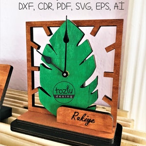 Leaf Pattern Desktop Clock Vector File Dxf Cdr Eps Ai Pdf - Etsy