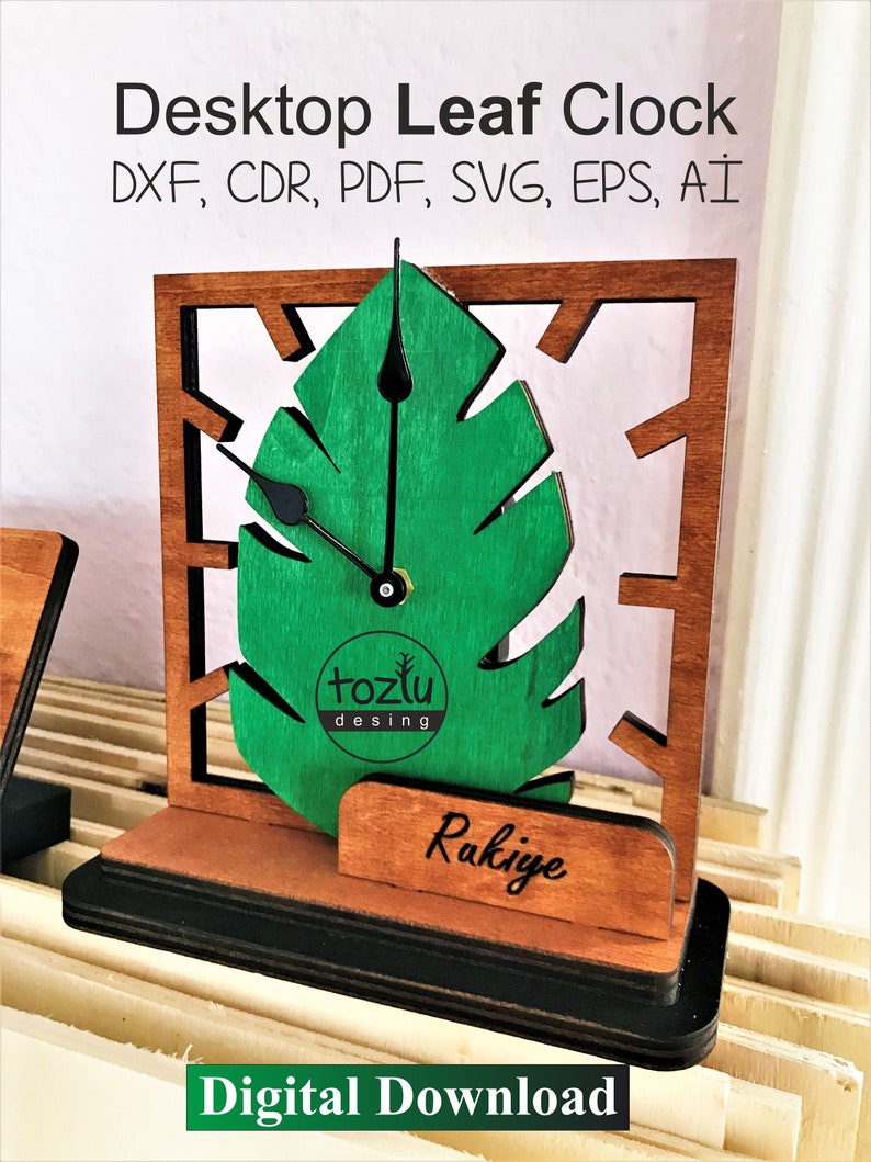 Leaf Pattern Desktop Clock Vector File Dxf Cdr Eps Ai Pdf - Etsy