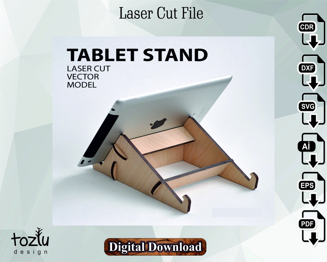 Laser Cut Svg Wooden Tablet Stand Vector File Dxf Cdr Svg - Etsy
