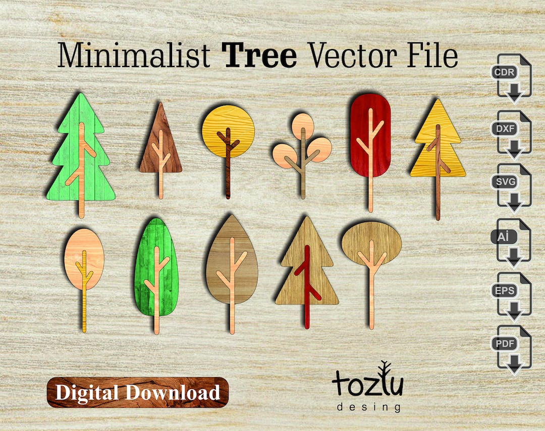 Minimalist Tree Vector File Svg Cdr Dxf Ai Eps Laser Cut Files - Etsy