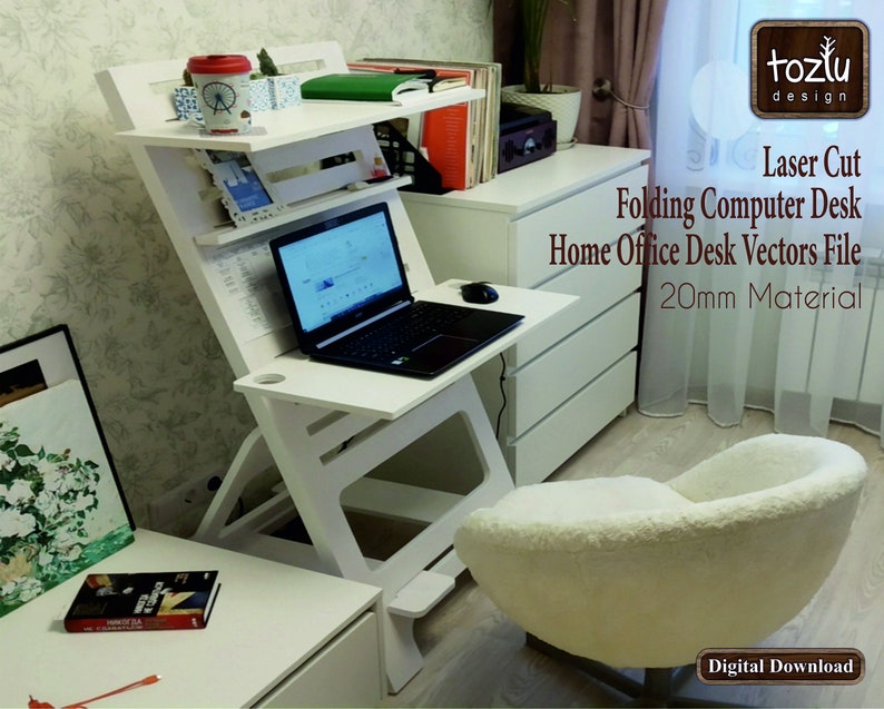 Laser Cut Folding Computer Desk Home Office Desk File Svg Dxf - Etsy