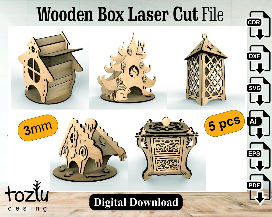 Wooden Box Laser Cut Vector File Digital Download Svg Cdr Dxf - Etsy