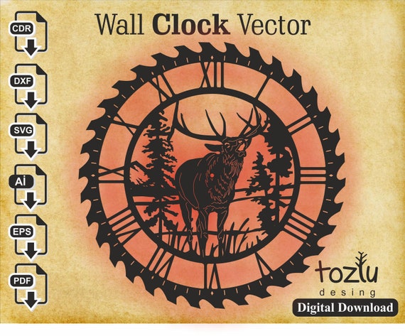Wall Clock Vector File | Etsy