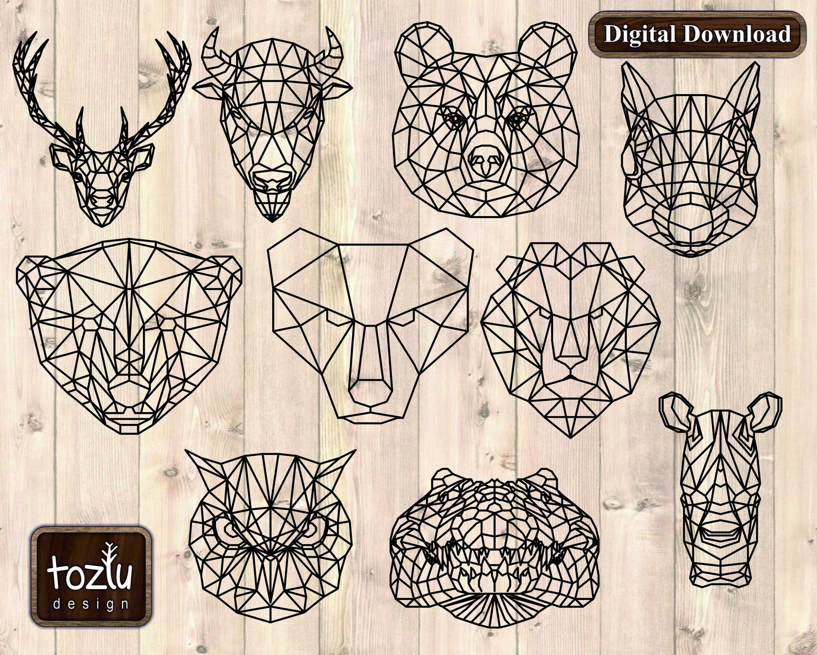 34 Pcs Geometric Animal Svg Animals Svg Geometric Coasters - Etsy Canada