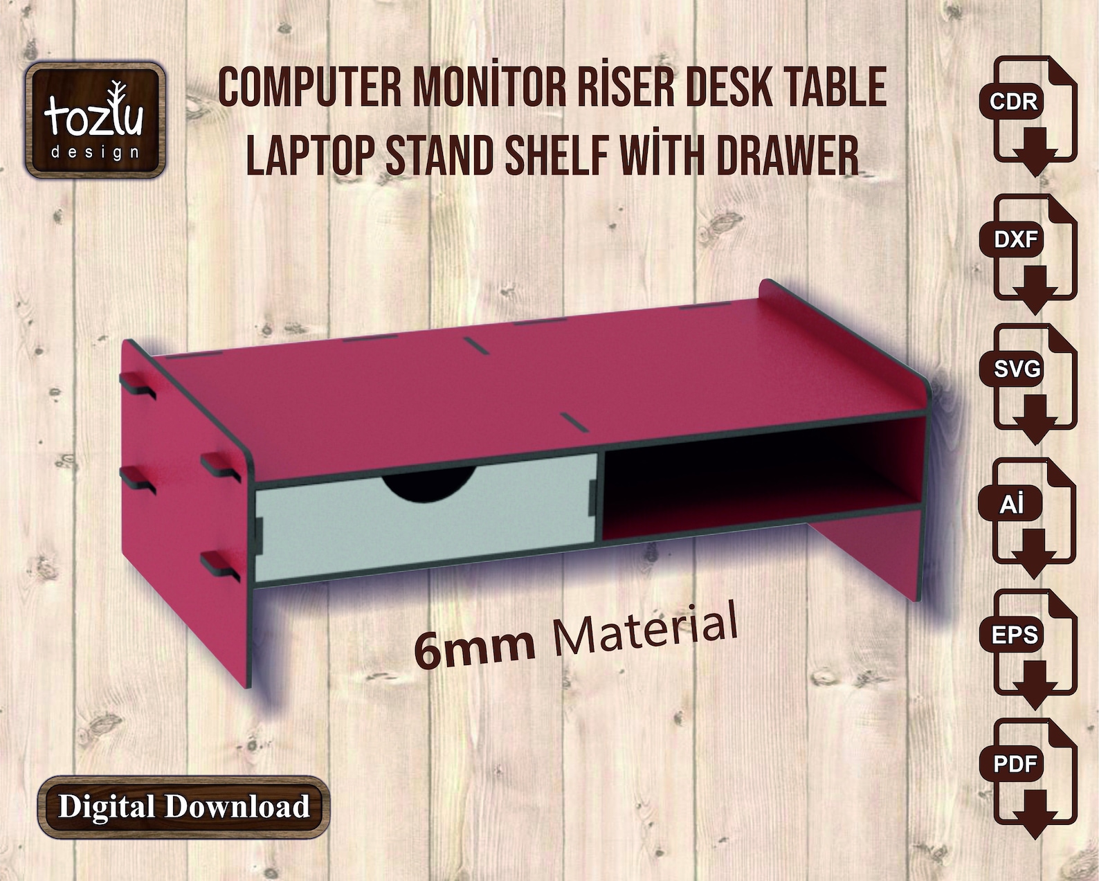 Laser Cut Computer Monitor Riser Desk Table Laptop Stand Shelf - Etsy