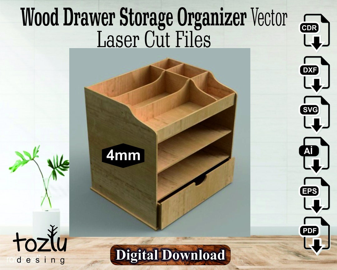 Laser Cut Wood Drawer Storage Organizer Vector File Svg Cdr Dxf - Etsy