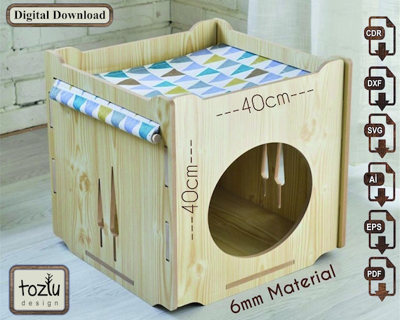 Laser Cut Wooden Cat House Stackable Cat Hammock House Kitty - Etsy