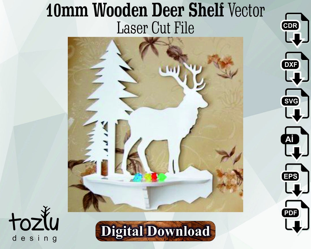Wooden Deer Shelf Laser Cut Vector File Dxf Cdr Svg - Etsy