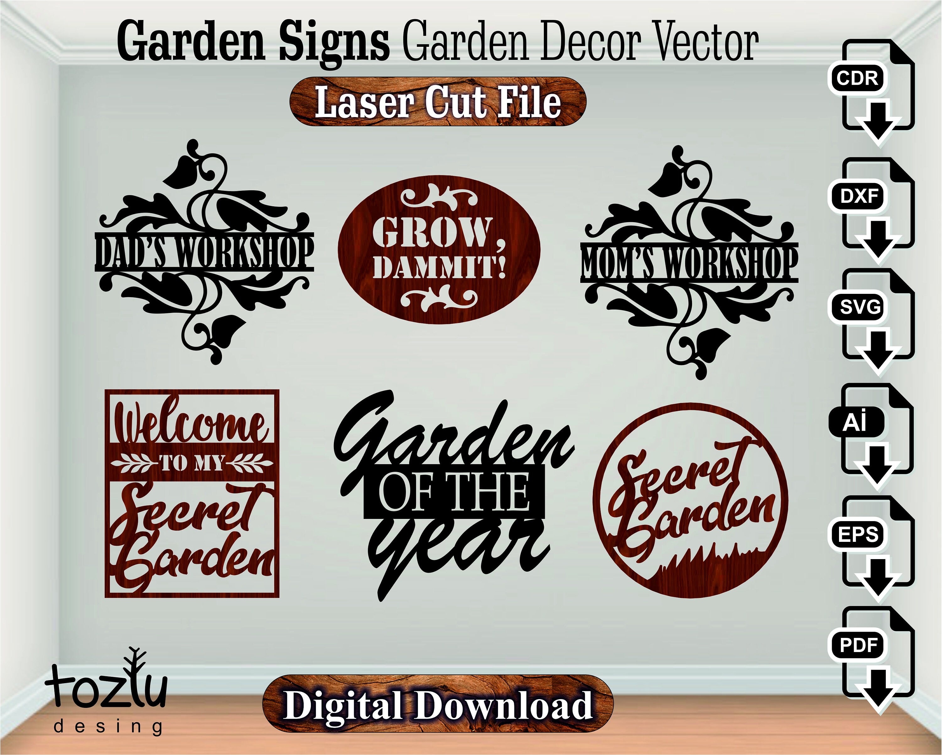 Garden Signs Desing Laser Cut Vector File Svg Cdr Dxf - Etsy UK