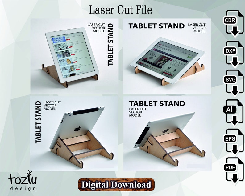 Laser Cut Svg Wooden Tablet Stand Vector File Dxf Cdr Svg - Etsy