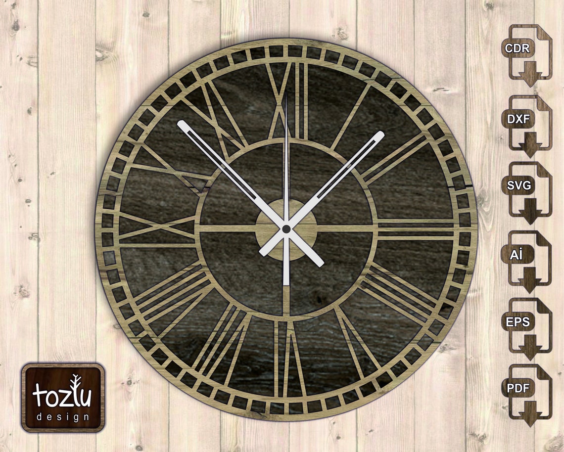 Wooden Vintage Clock Vector Laser Cut File Glowforge Files Svg - Etsy