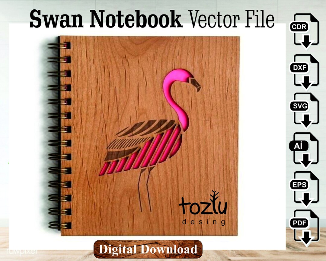 Swan Notebook Laser Cut Vector File Cdr Svg Dxf Ai Pdf - Etsy México