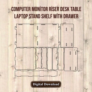 Laser Cut Computer Monitor Riser Desk Table Laptop Stand Shelf With ...
