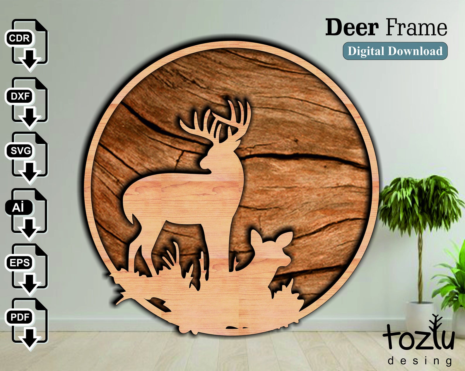 Deer Frame Laser Cut Vector File - Etsy
