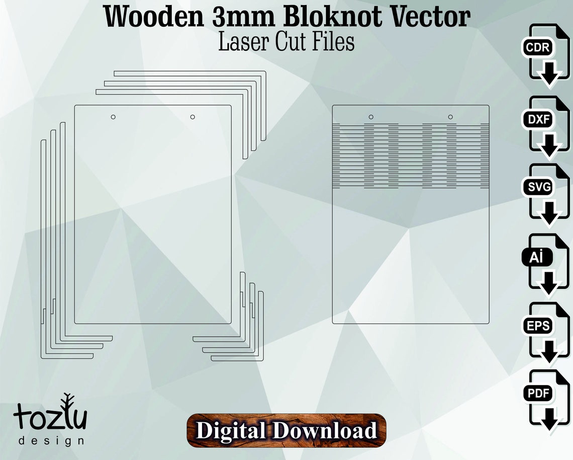 Laser Cut Wooden Svg 3mm Bloknot Vector File - Etsy