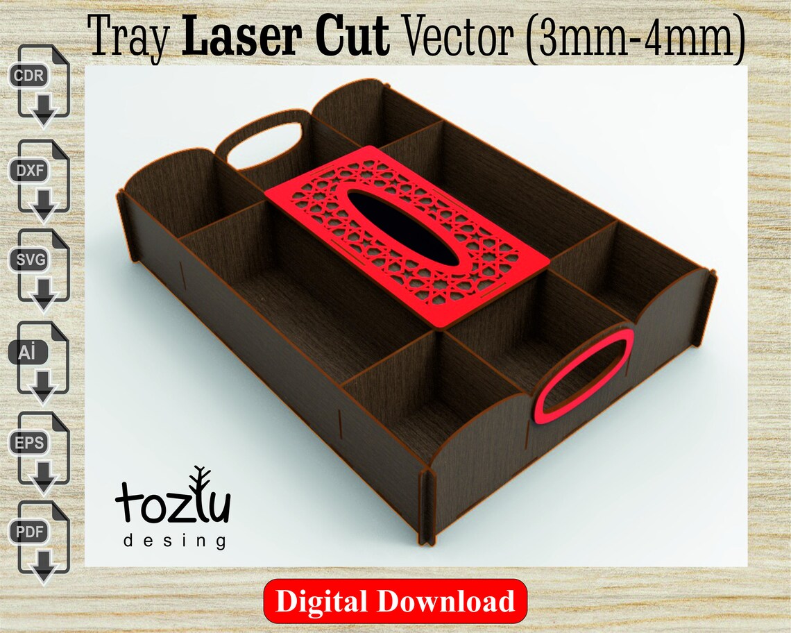 Tray Laser Cut Vector File for 3mm 4mm - Etsy