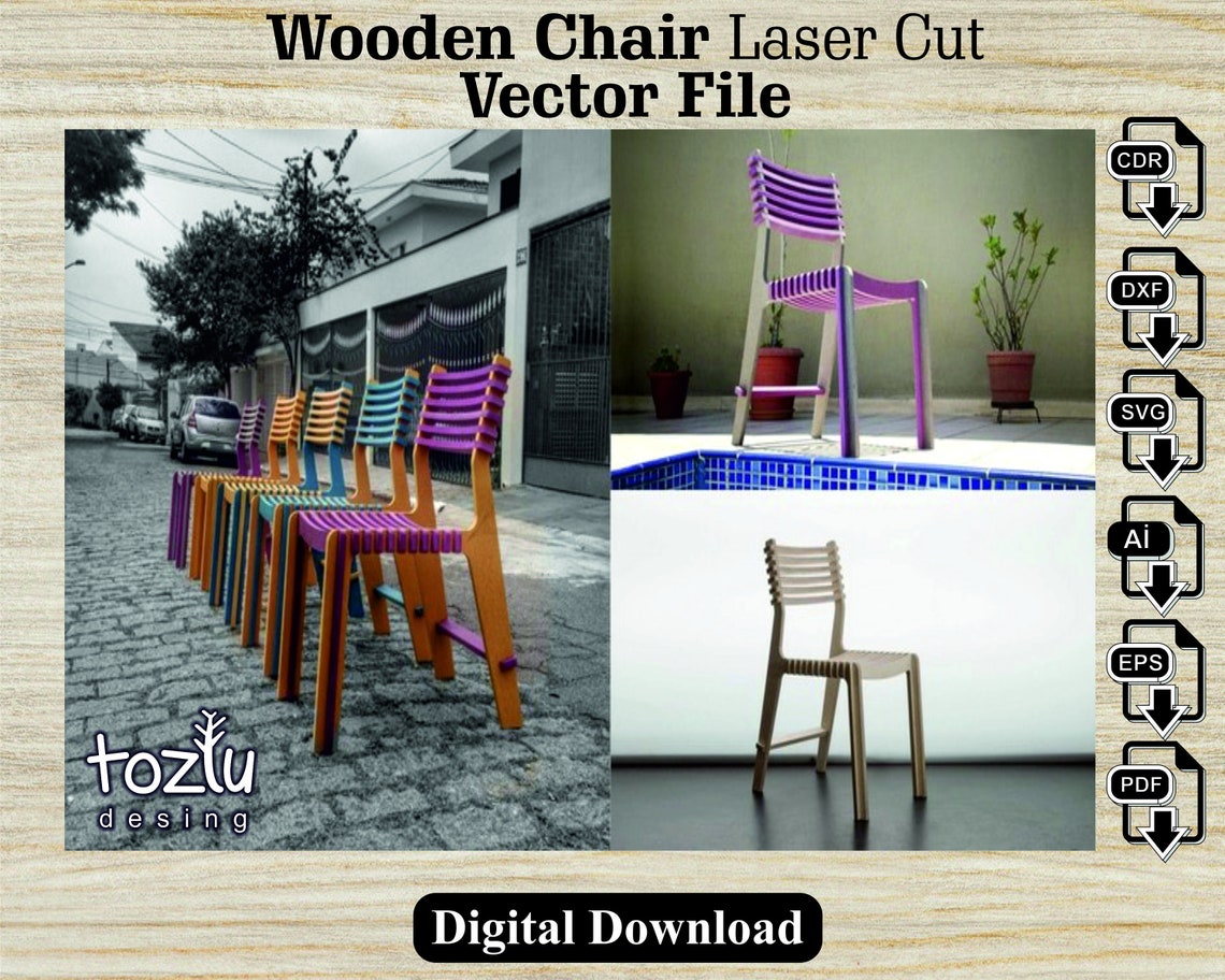 Wooden Chair Laser Cut Vector File Svg Cdr Dxf - Etsy