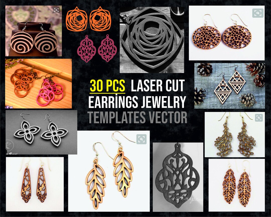 Laser Cut Earrings Jewelry Templates, Wooden Earring, Earring Vector ...