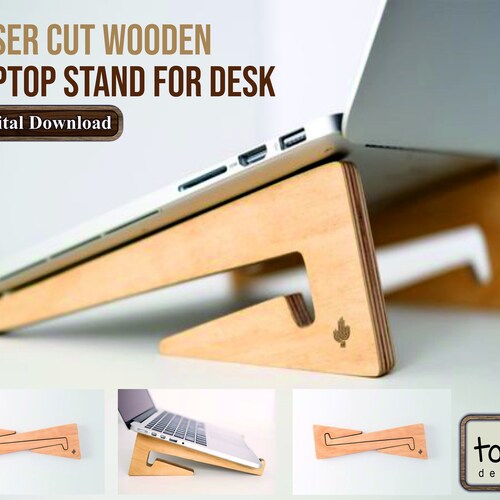 Laser Cut Wooden Laptop Stand for Desk Svg Dxf Pdf Ai Cdr - Etsy
