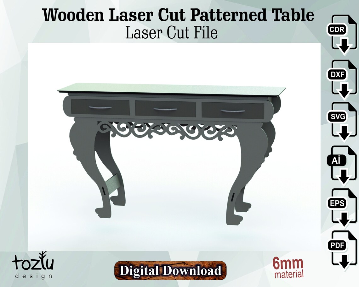 Wooden Svg Laser Cut Patterned Table Dxf Cdr Vector File - Etsy