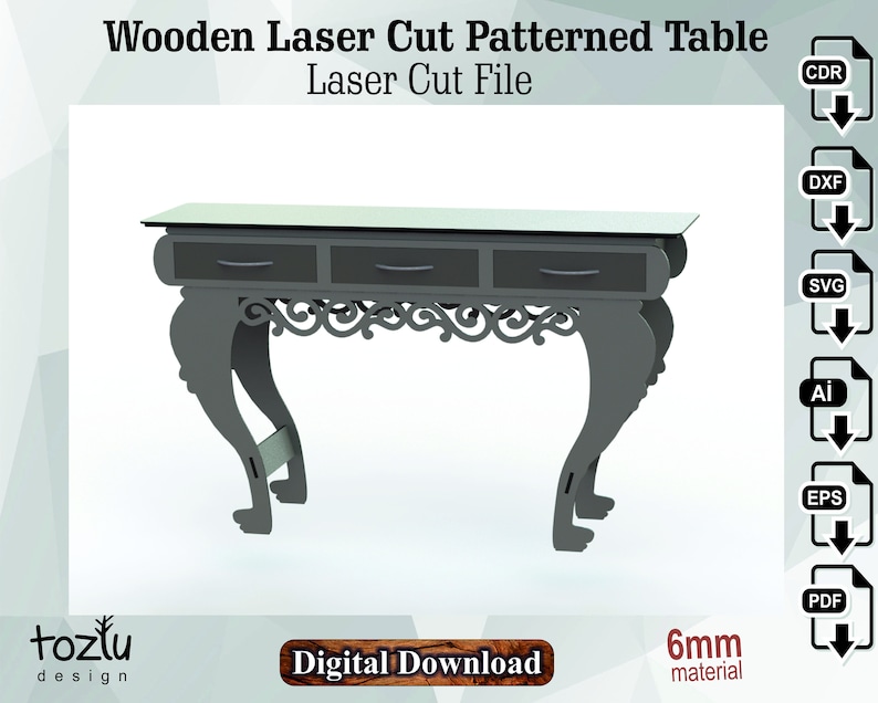 Wooden Svg Laser Cut Patterned Table Dxf Cdr Vector File - Etsy