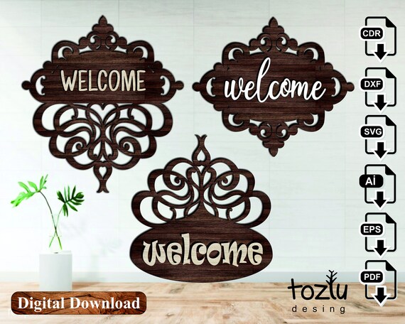 Welcome Vector Laser Cut File Svg - Etsy