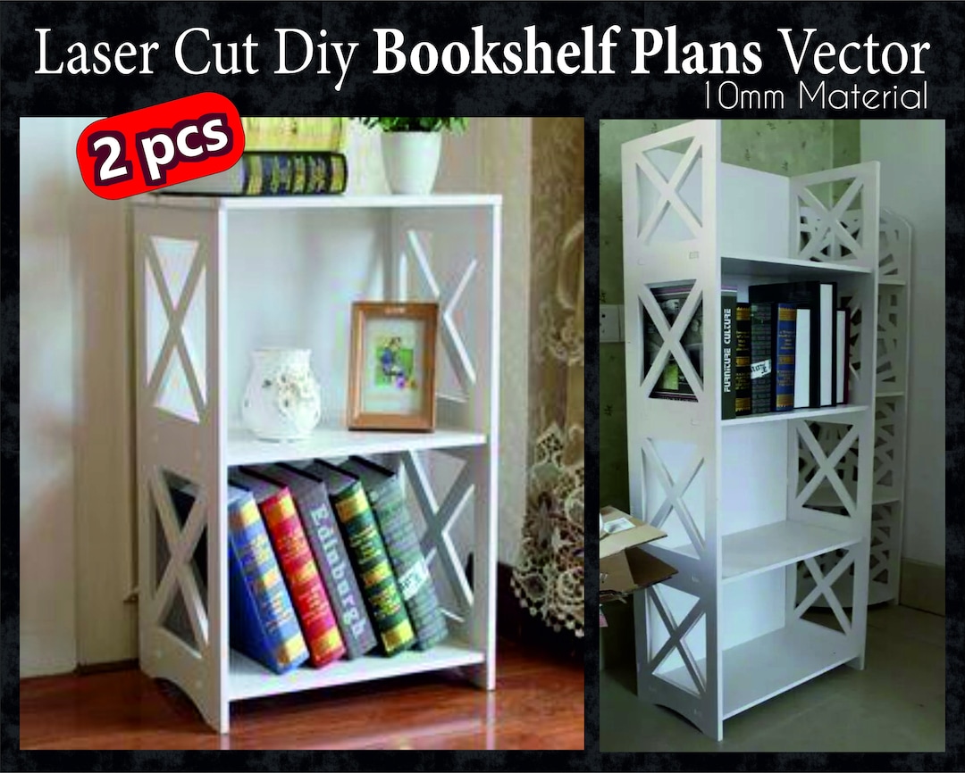 Laser Cut DIY Bookshelf Plans (svg, Dxf, Pdf, Ai, Cdr) (digital ...