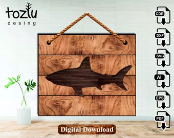 Mako Shark Hand Drawn SVG Clipart, Laser Cut Shark DXF, Cnc Plasma Cut ...