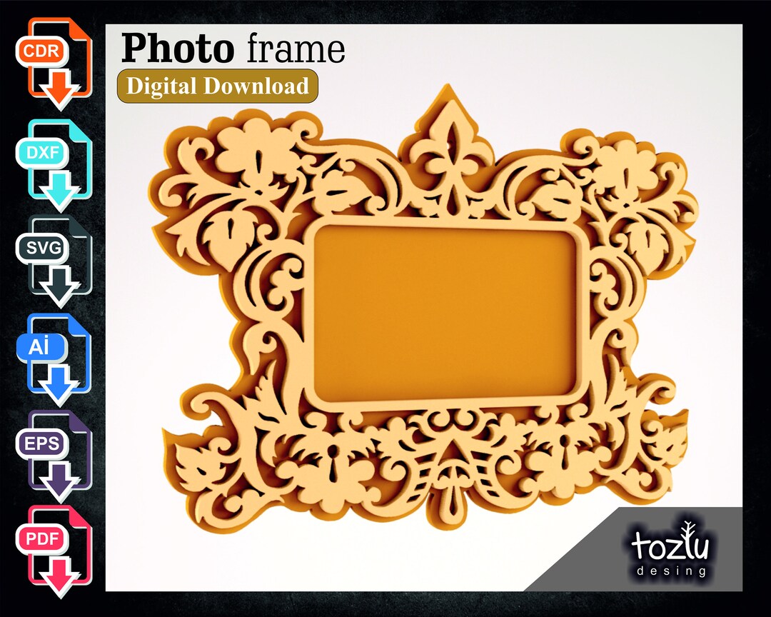 Wooden Photo Frame Vector File - Etsy