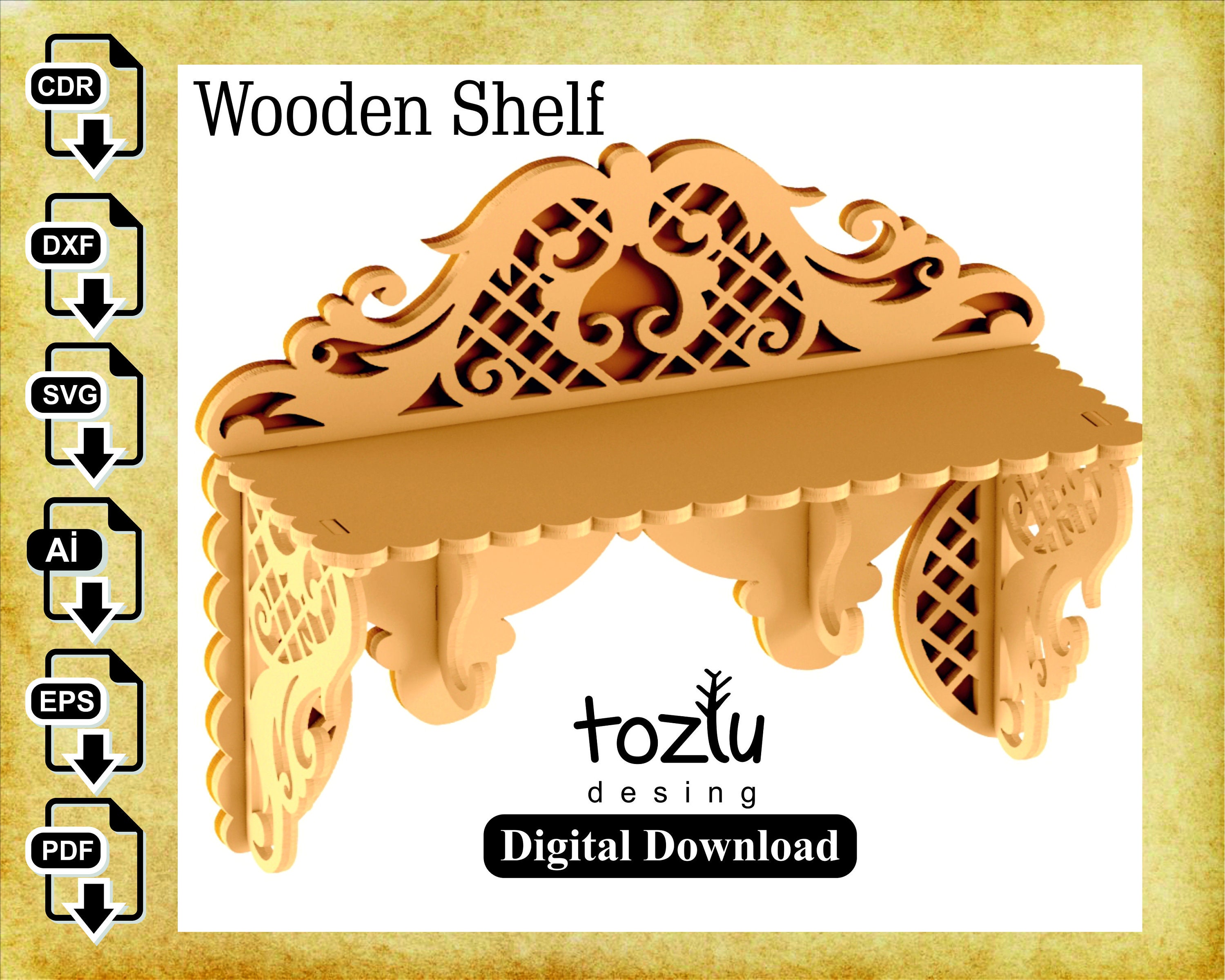 Wooden Shelf Vector File - Etsy