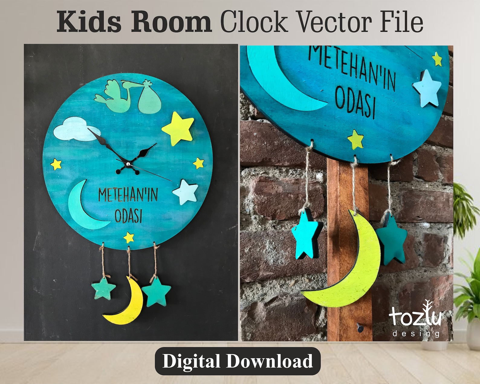 Kids Clock Laser Cut Vector File - Etsy